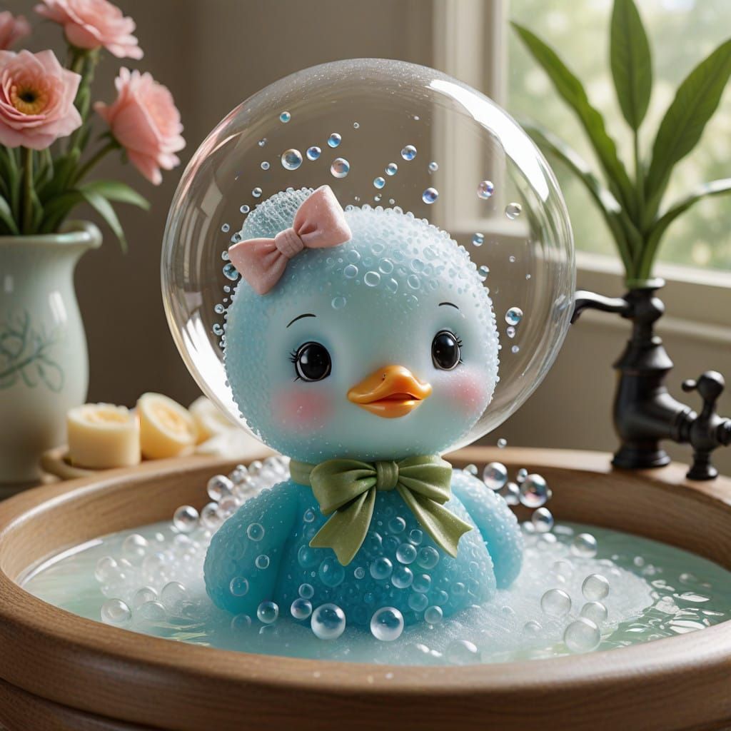 Whimsical Bubble Takes a Delightful Bath in Pastel... - AI Art