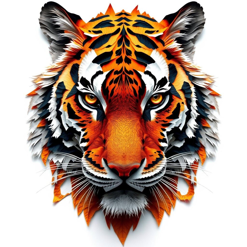 Majestic Tiger Emerges from Shredded Textures in C... - AI Art