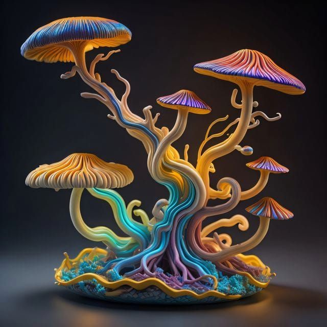 Realistic Detailed Liminal Miniature Diorama of Iridescent Sculpture ...