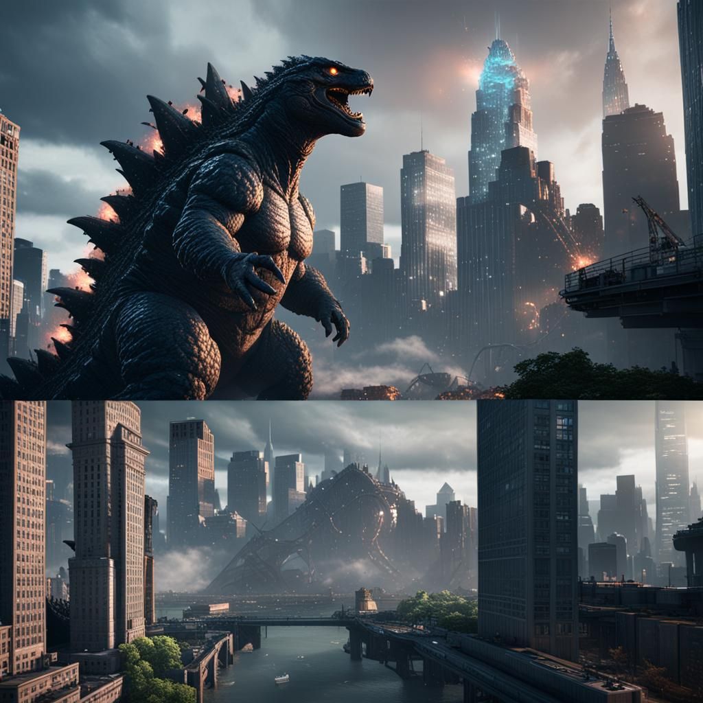 "Godzilla new York" - AI Generated Artwork - NightCafe Creator