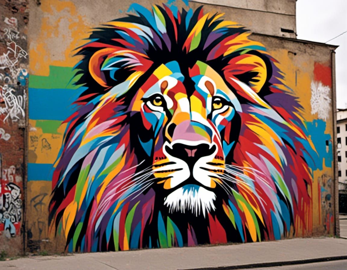 Lion graffiti (Neo-expressionism) - AI Generated Artwork - NightCafe ...
