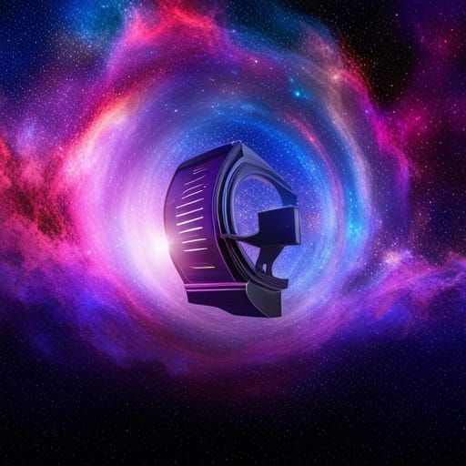 16:9 3D Logo with a starry night sky background and the words "Galactic ...