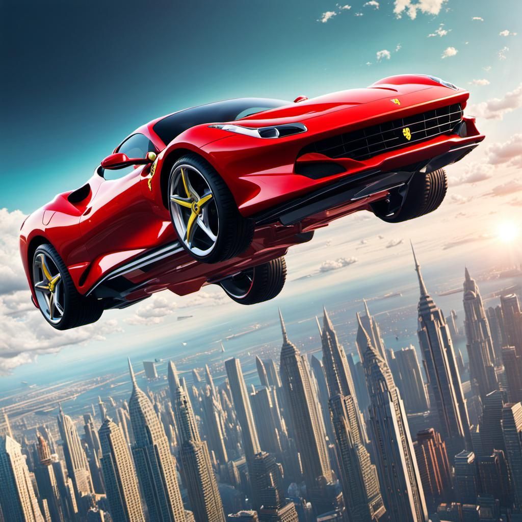 Ferrari Takes Flight - AI Generated Artwork - NightCafe Creator