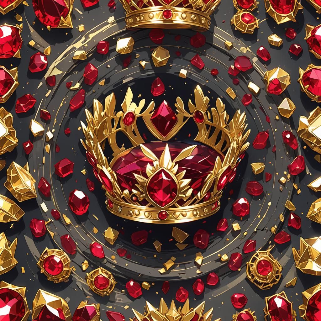 Golden Crystal Ruby Crown - AI Generated Artwork - NightCafe Creator