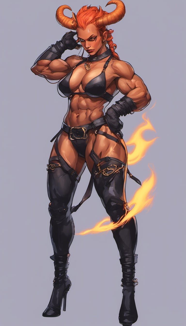 Muscular demon girl - AI Generated Artwork - NightCafe Creator