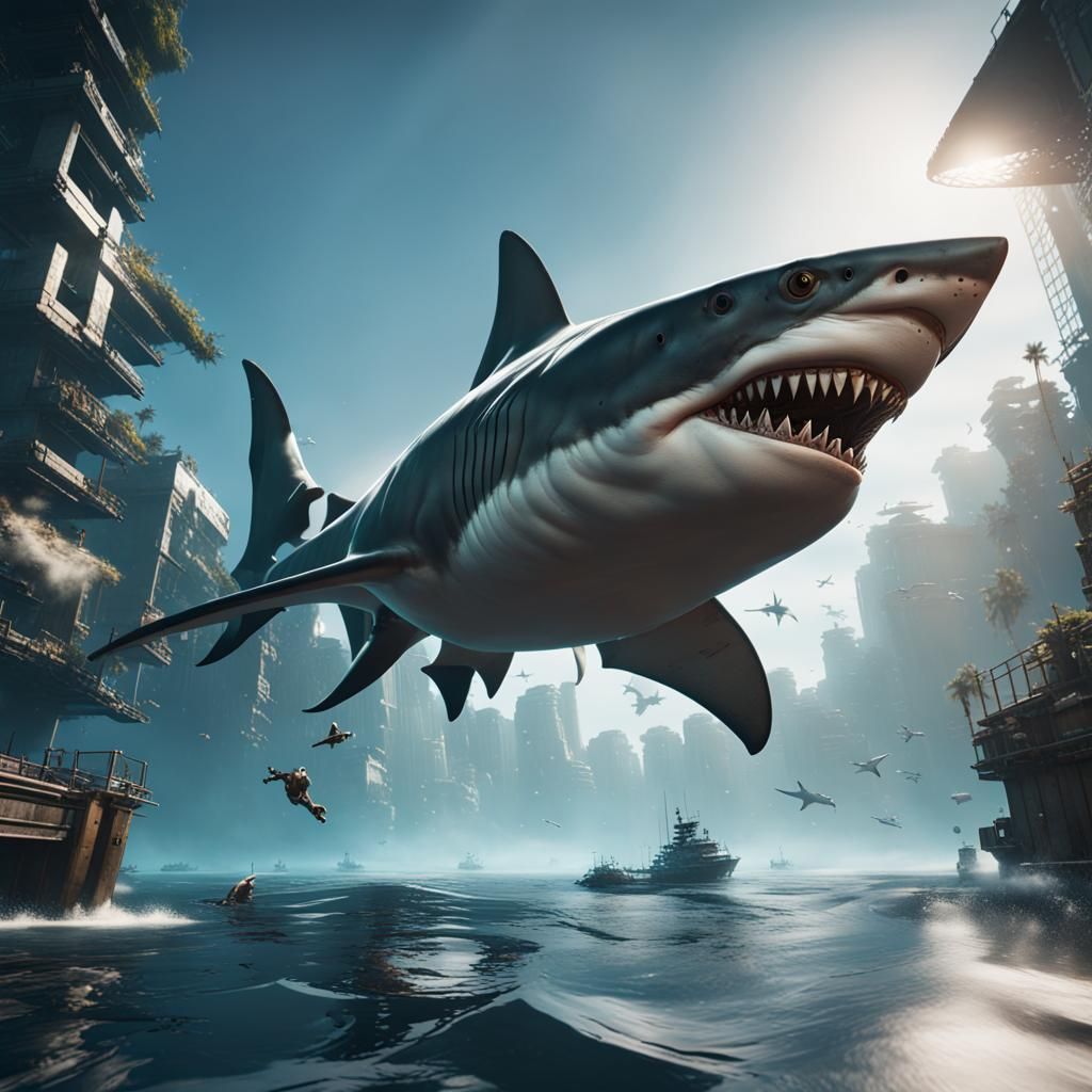 shark extreme level 8k h3D Game Cinematic Feel, Epic 3D Videogame ...