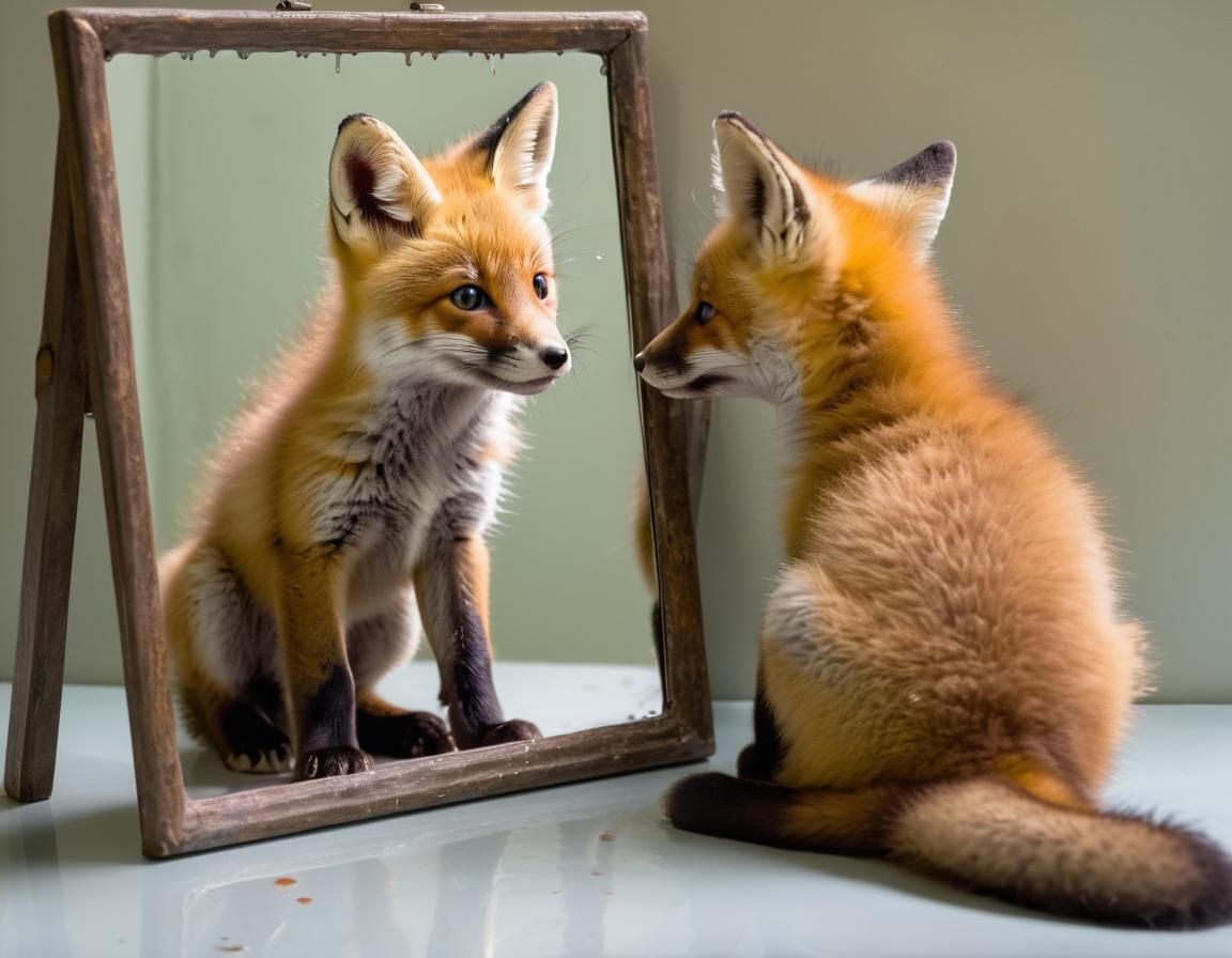 Fox in the mirror - AI Generated Artwork - NightCafe Creator