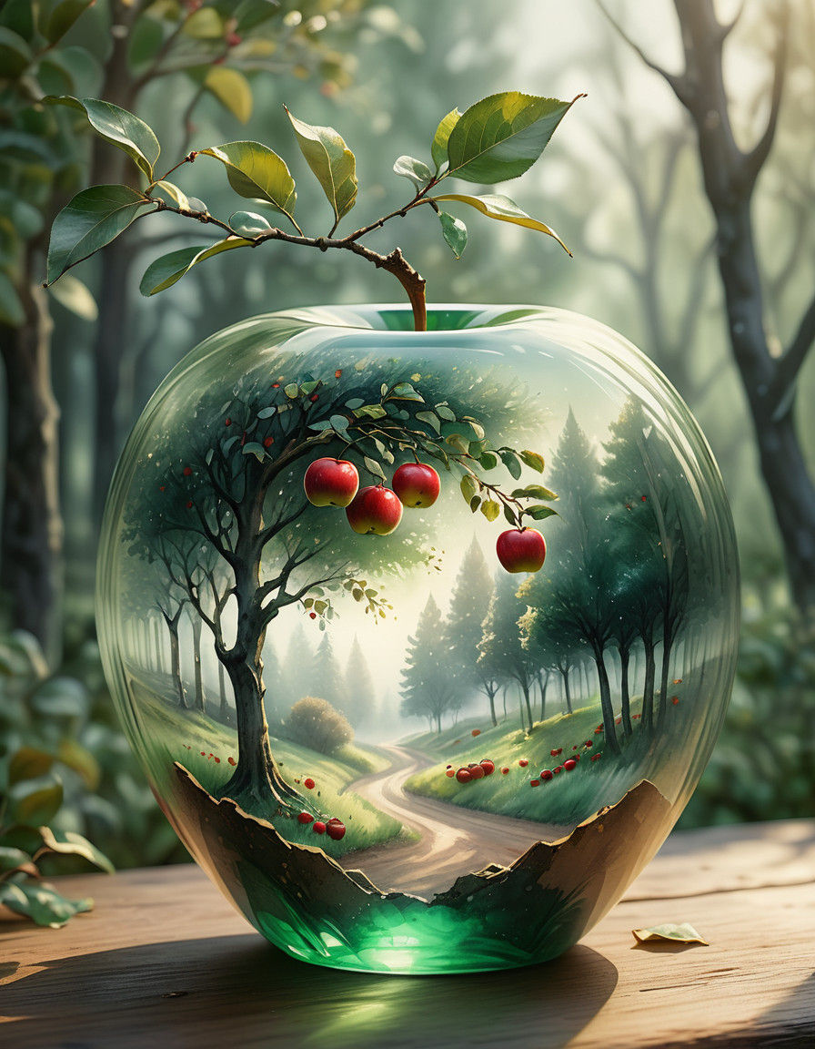 A magical orchard - Ethereal Crystal Apple Houses Miniature ...