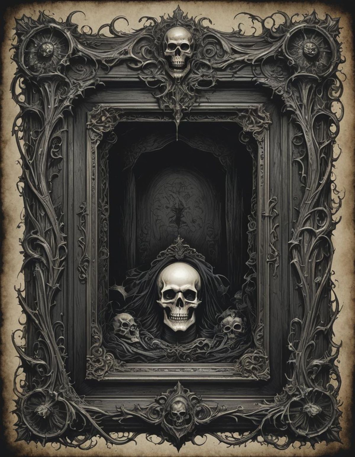 dark victorian embalming fluid funeral coffin horror frame page border ...