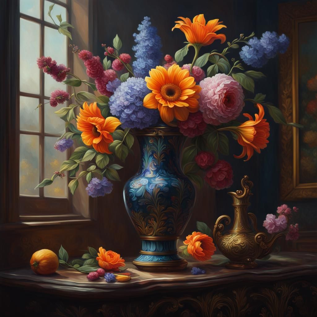 Flower Vase Still Life - AI Generated Artwork - NightCafe Creator