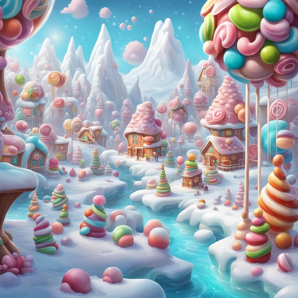Frozen candy wonderland - AI Generated Artwork - NightCafe Creator