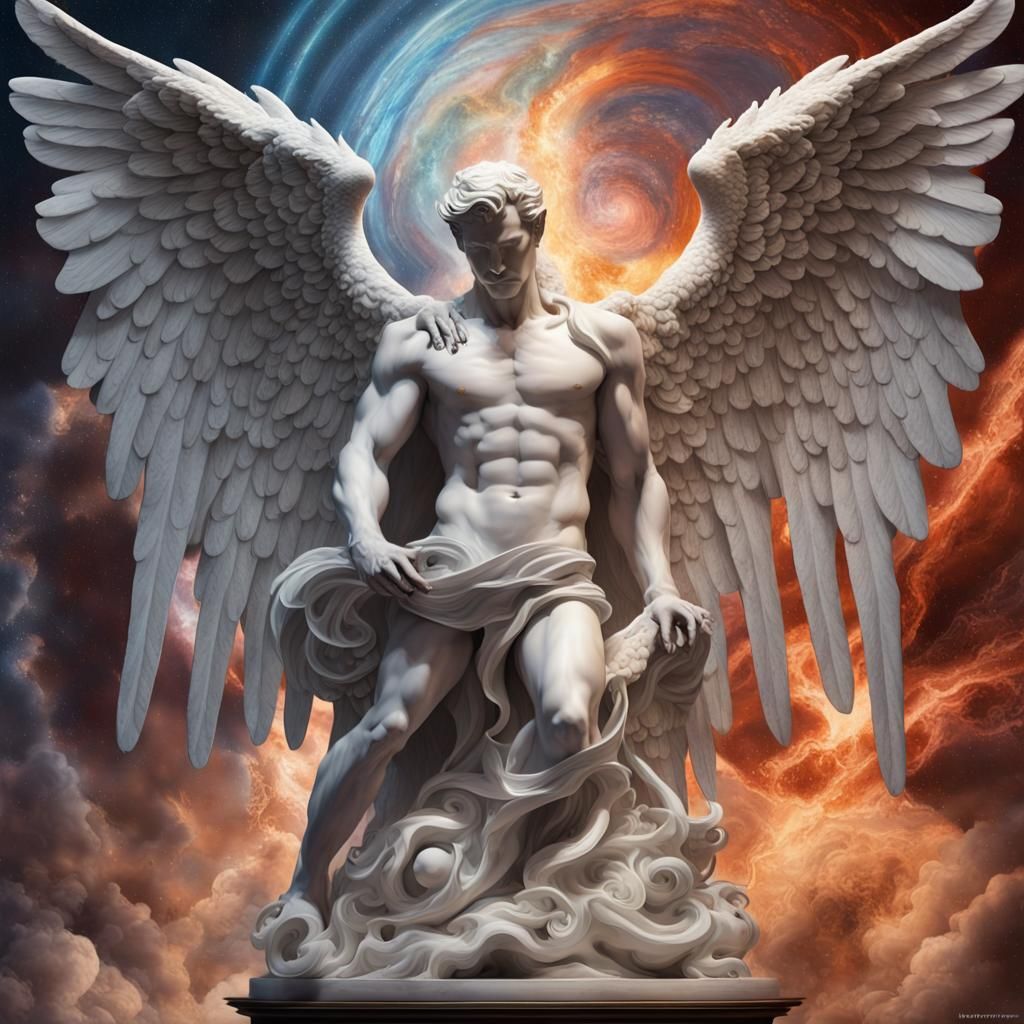 Marble statue of Lucifer - AI Generated Artwork - NightCafe Creator