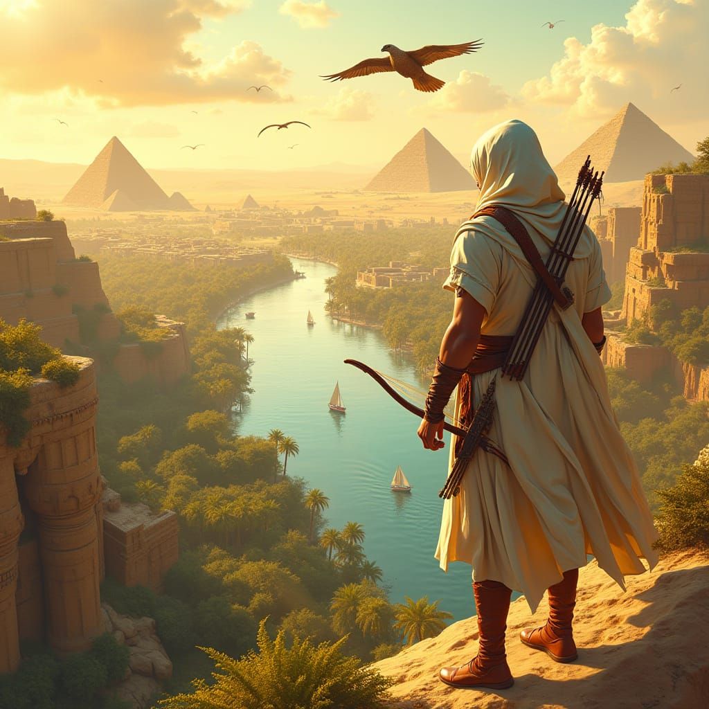 Stepping into infinity - Ancient Egyptian Warrior Amidst Maj...