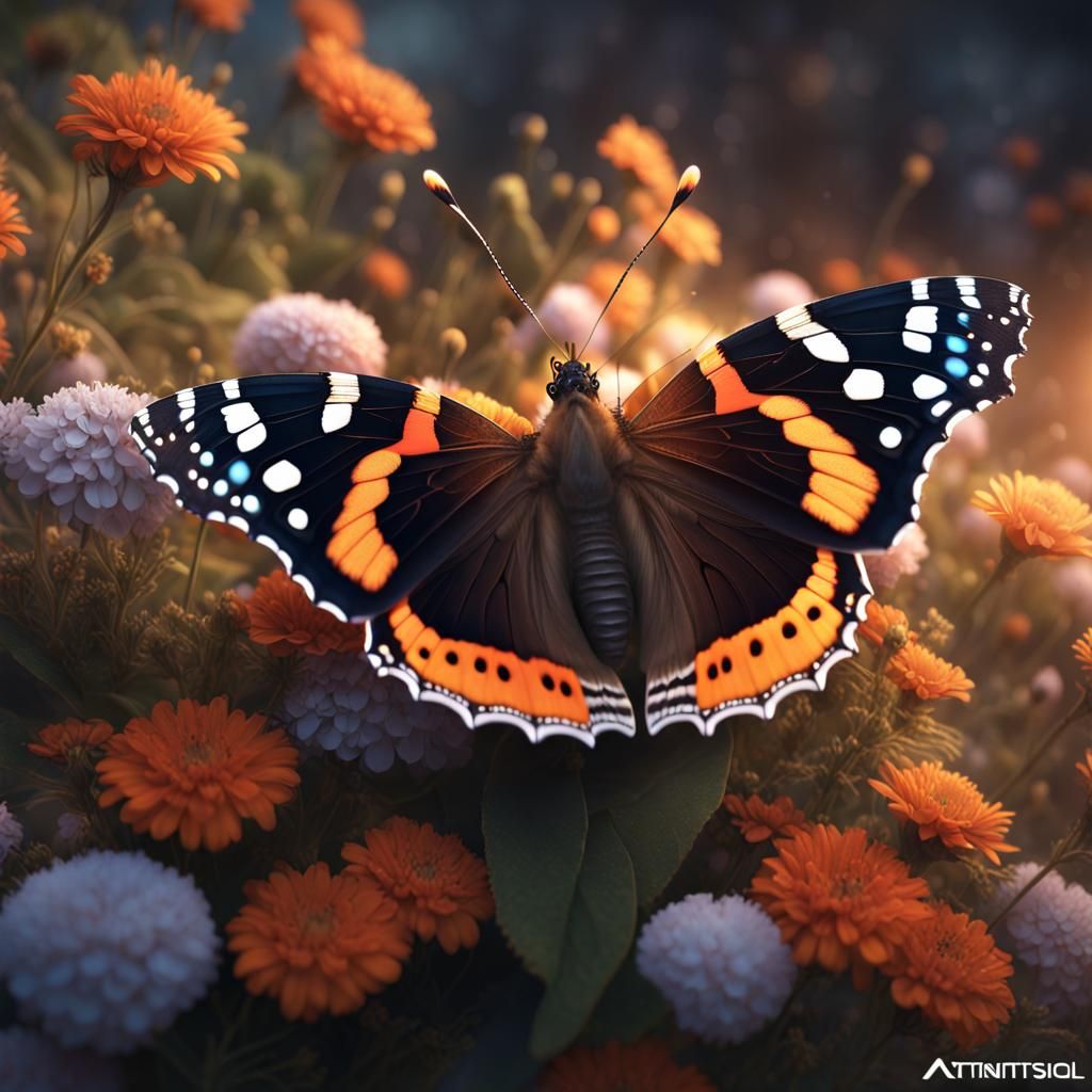 red admiral butterfly / sleepy orange butterfly hybrid - AI Generated ...