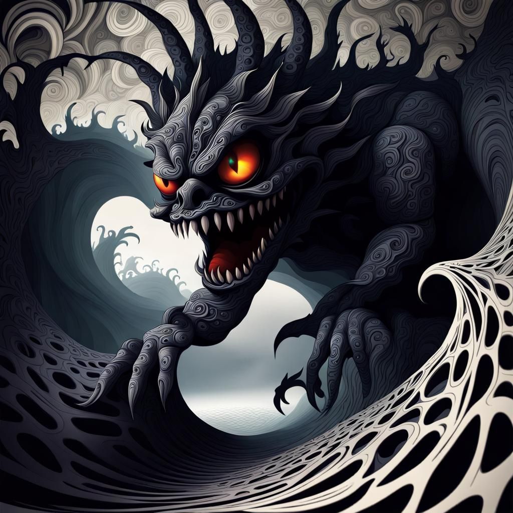 a shadow going to scare a scary monster - AI Generated Artwork ...