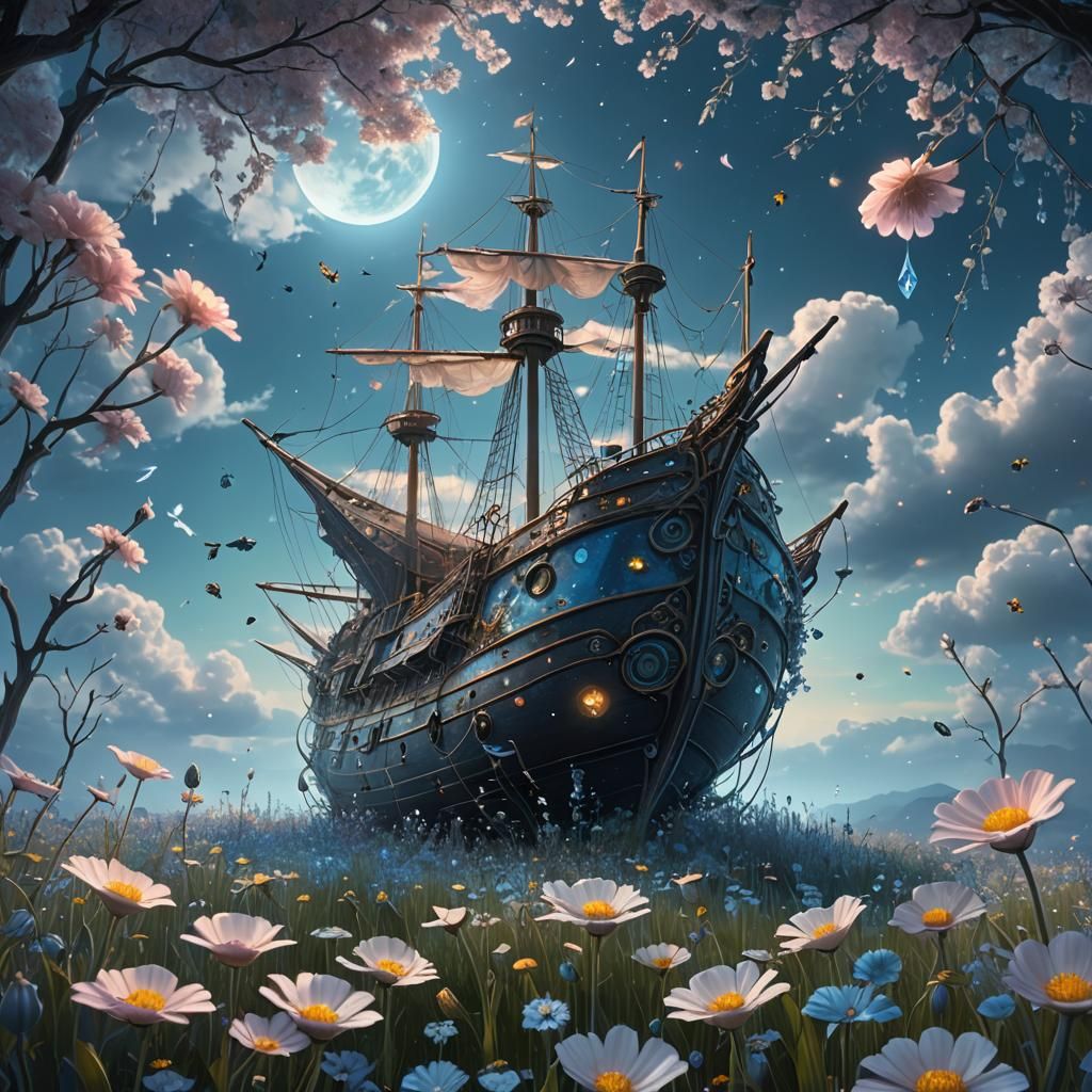 Flower ship - AI Generated Artwork - NightCafe Creator