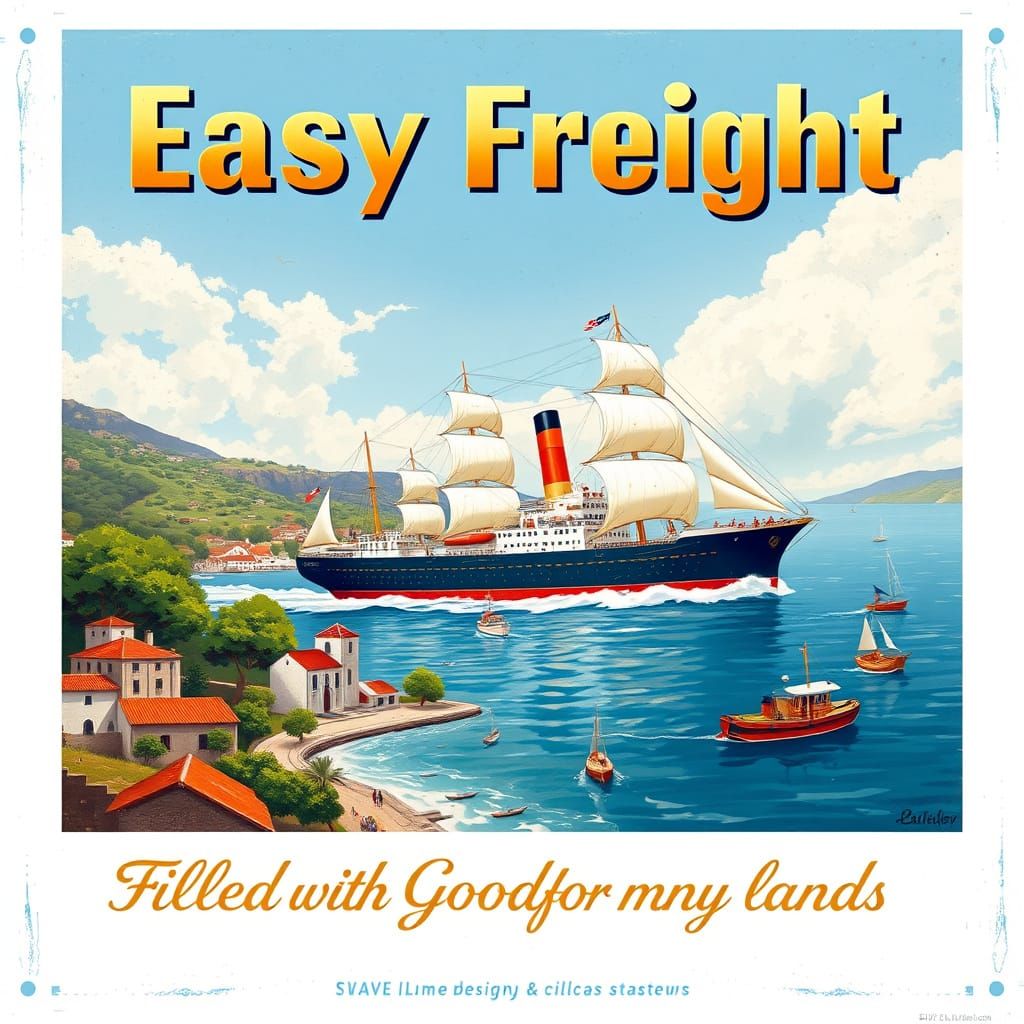a vintage advertisement poster for Freight Ship.