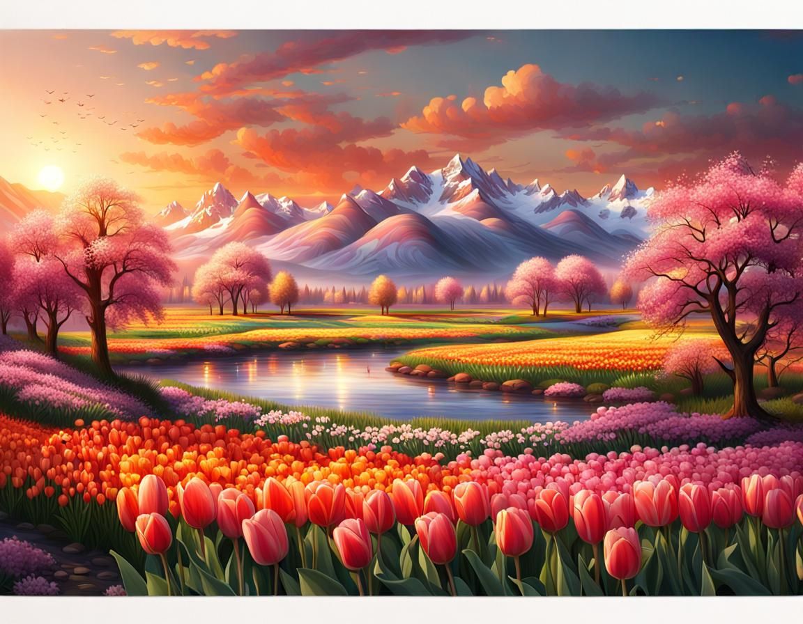 Springtime landscape - AI Generated Artwork - NightCafe Creator