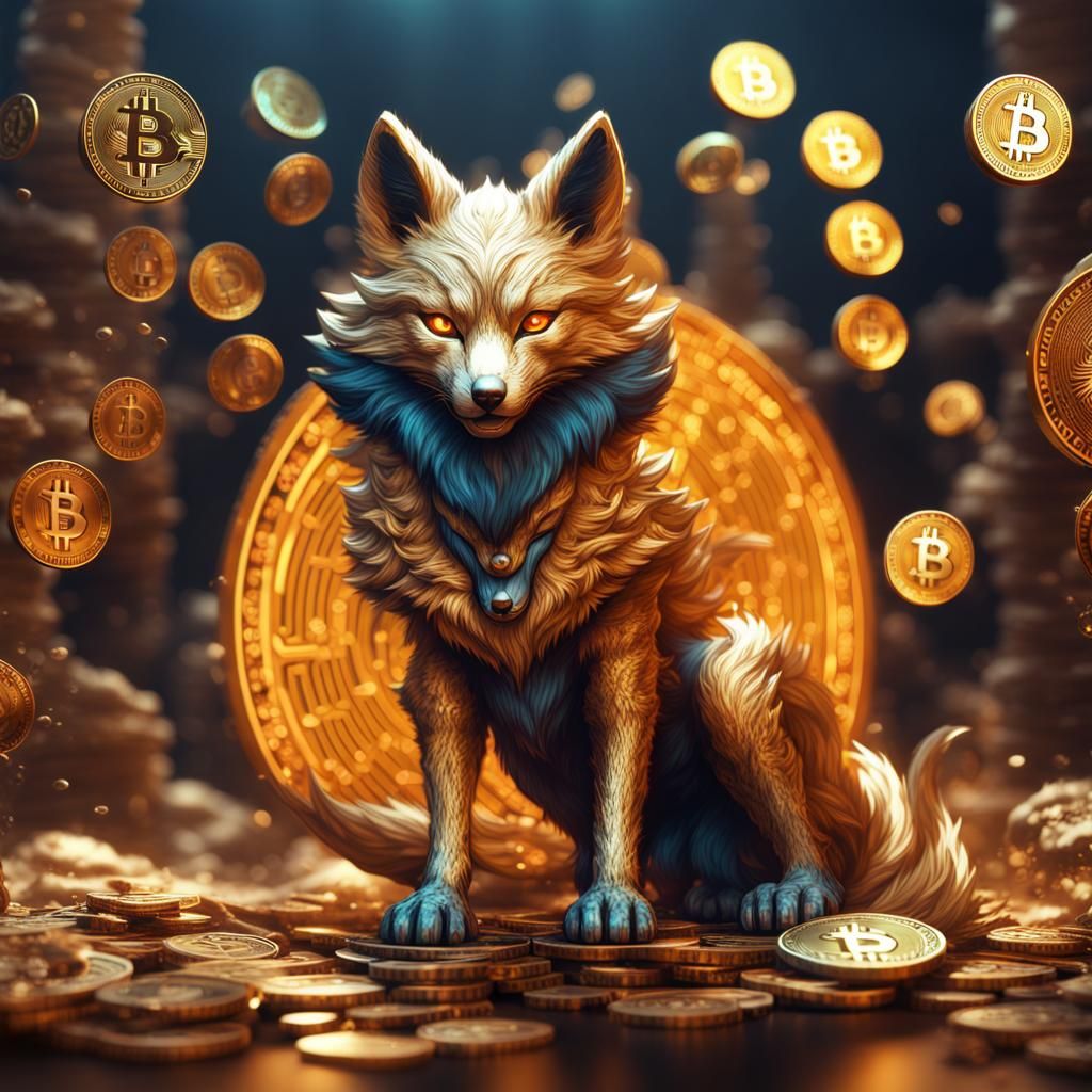 Kitsune made out of bitcoins - AI Generated Artwork - NightCafe Creator