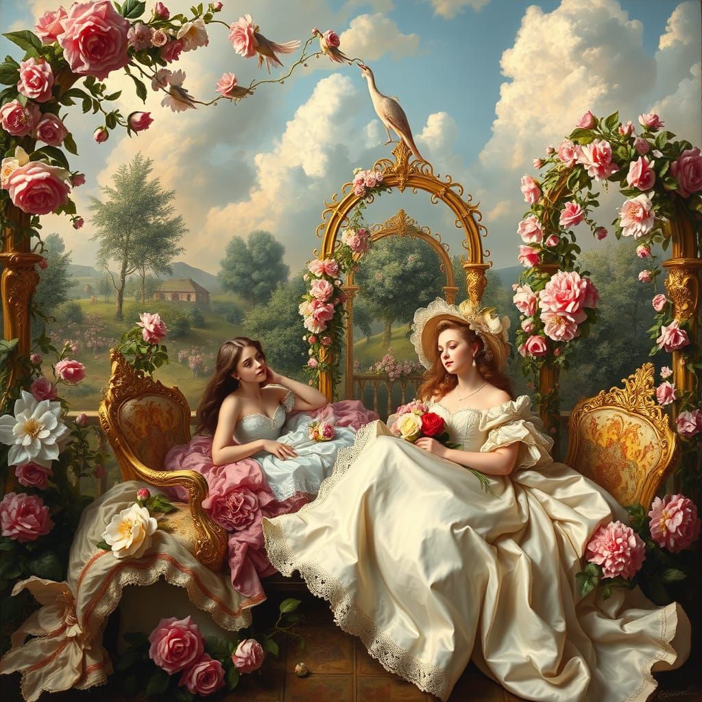 Whimsical Rococo Dreamscape in Soft Pastels - AI Art