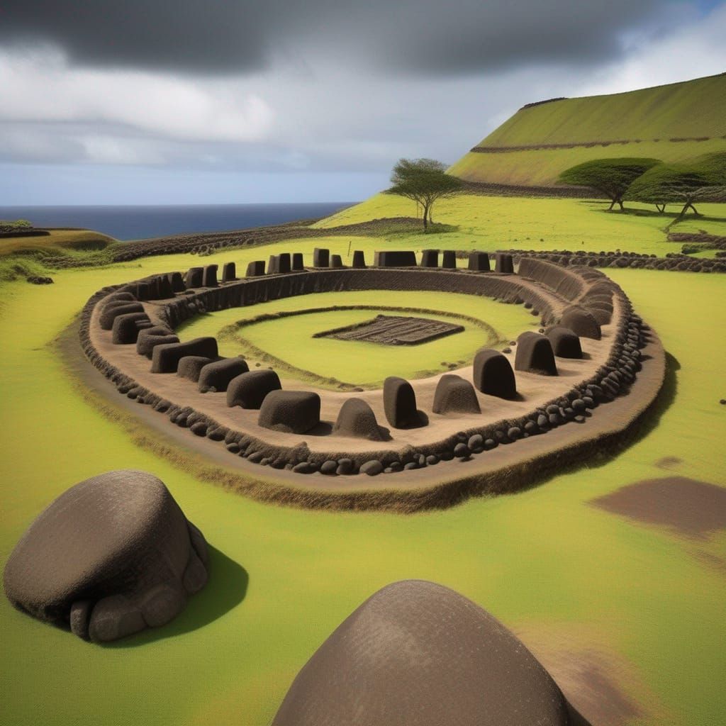 Easter Island Mesoamerican stone village - AI Generated Artwork ...