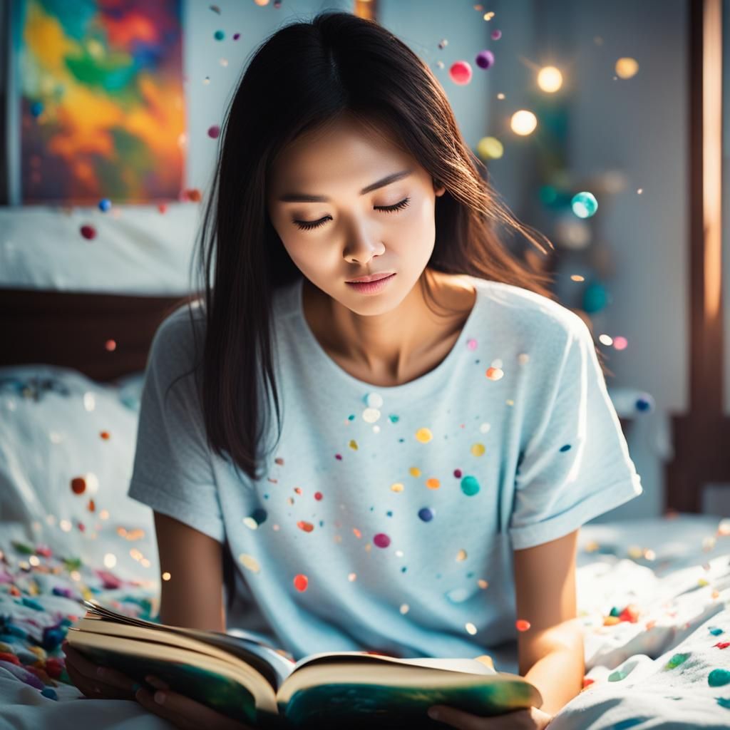 A beautiful woman reading a book - AI Generated Artwork - NightCafe Creator