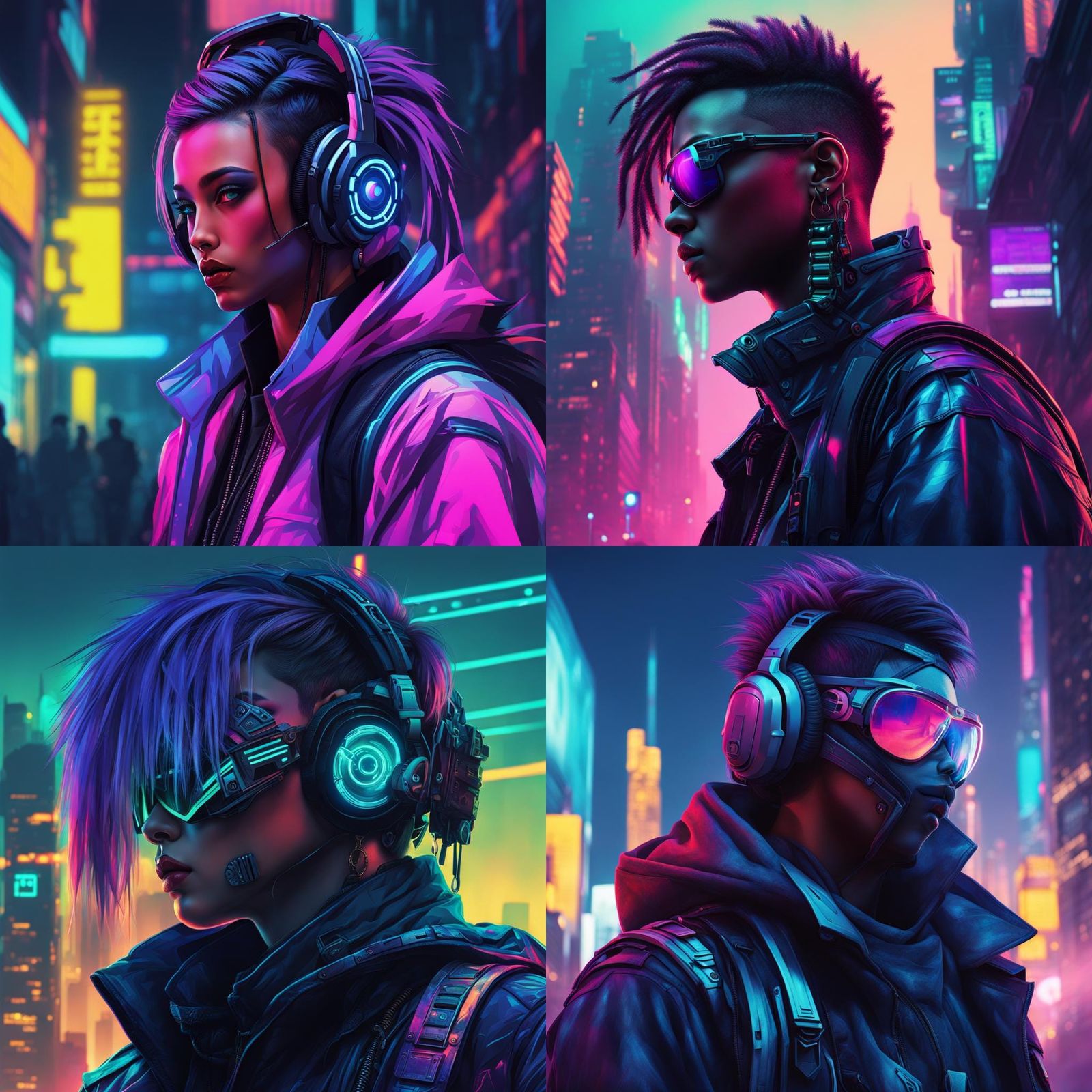 cyber gang member digital art cool colors futuristic twilight dystopian ...