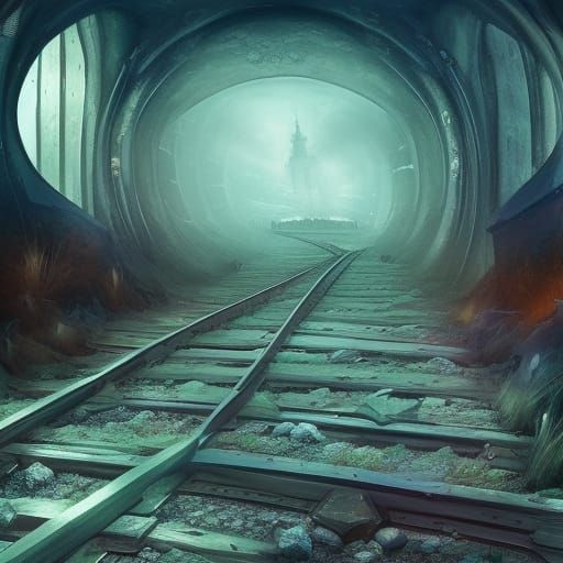 Ghost Train Tunnel - AI Generated Artwork - NightCafe Creator