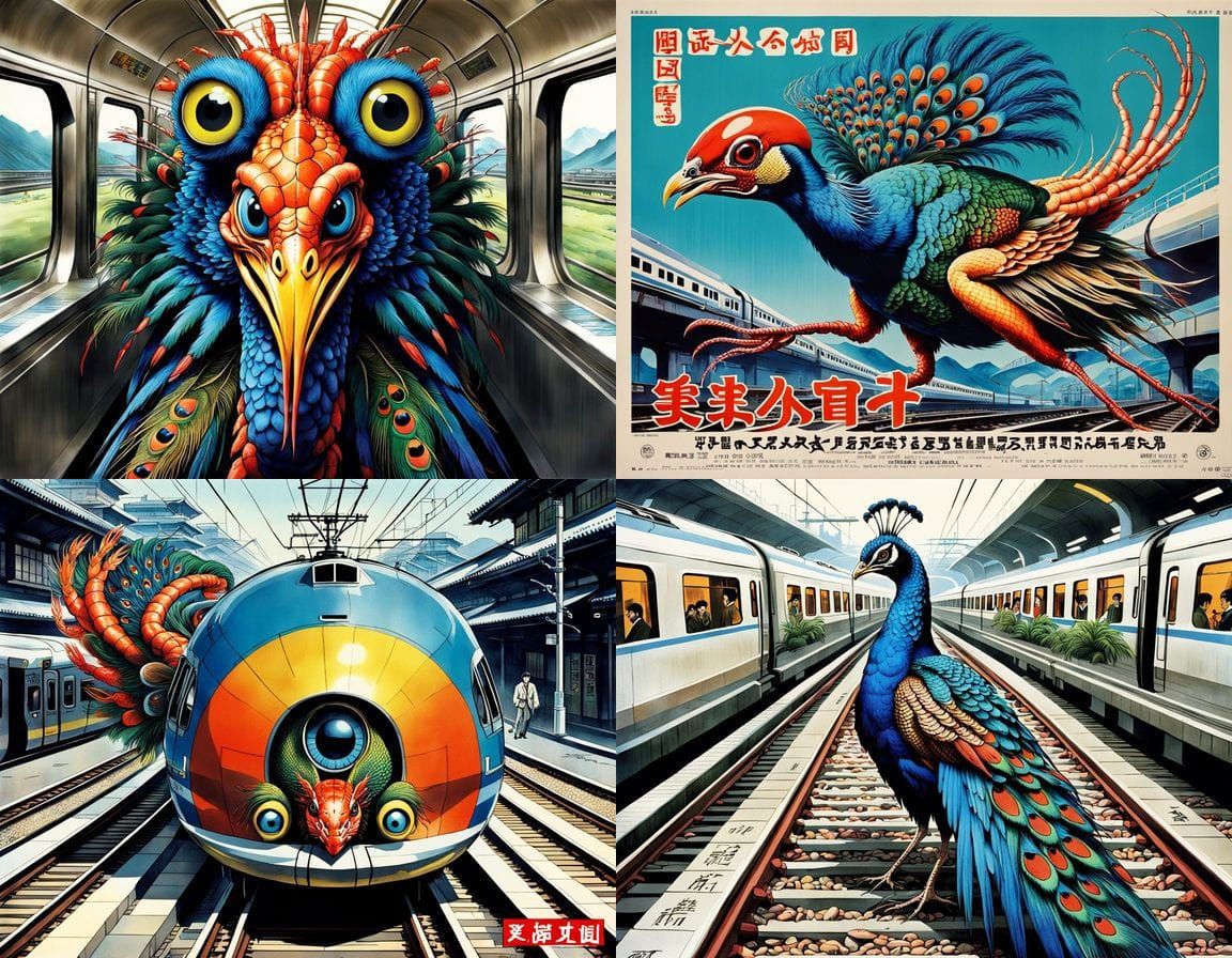 Grotesque Japanese Monstrosity Crashes Bullet Trai... - AI Art