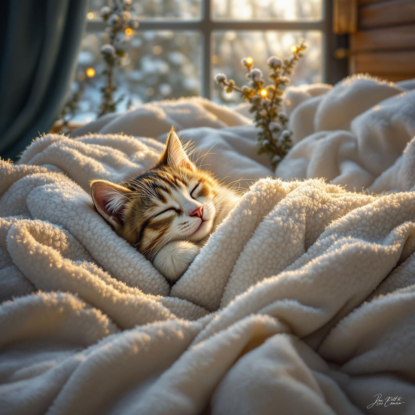 cat enjoying the comfortable life sleeping on a toasty electric blanket ...