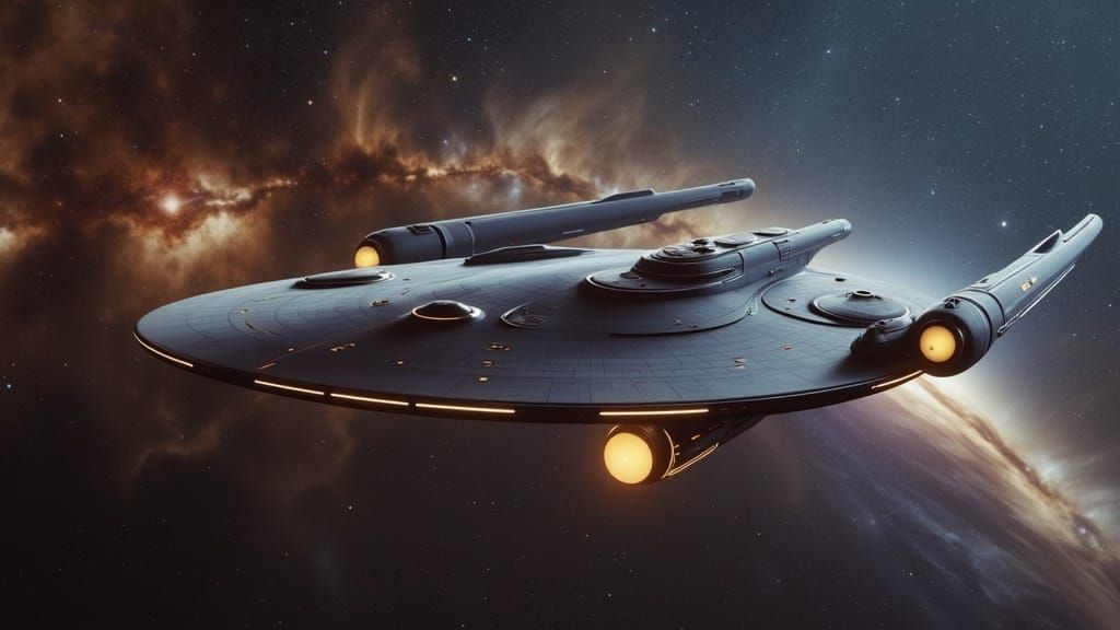 Starship - Epic Starship Emerging from Nebula in Cinematic F...
