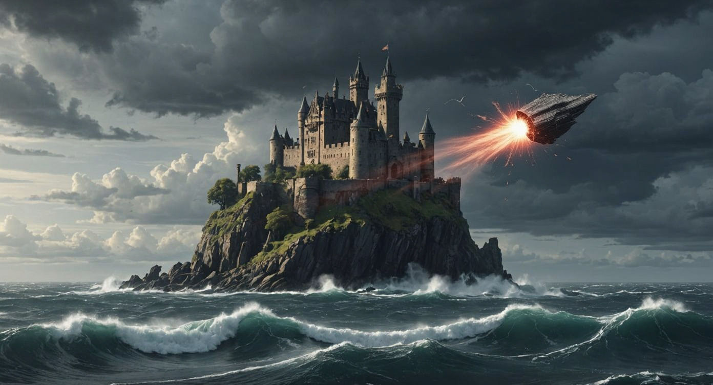 Medieval alcatraz - Ominous Medieval Castle on Stormy Island