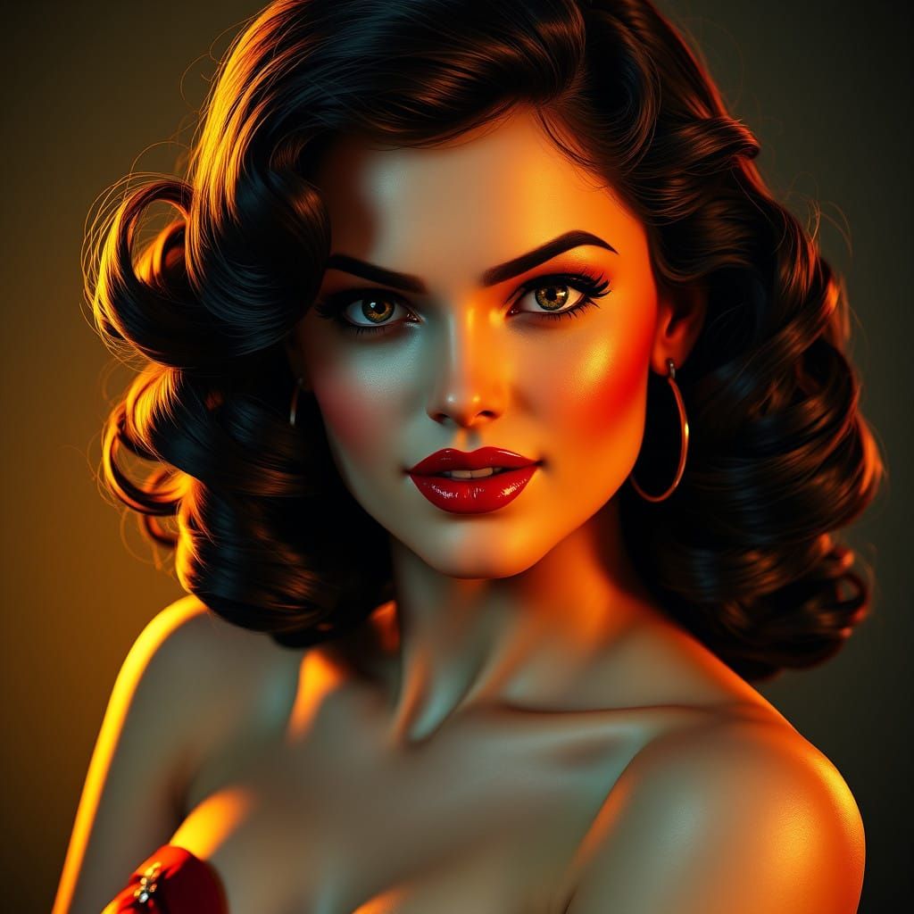 Undean - Sultry Pin-Up Goddess in Art Nouveau Hyper-Realism