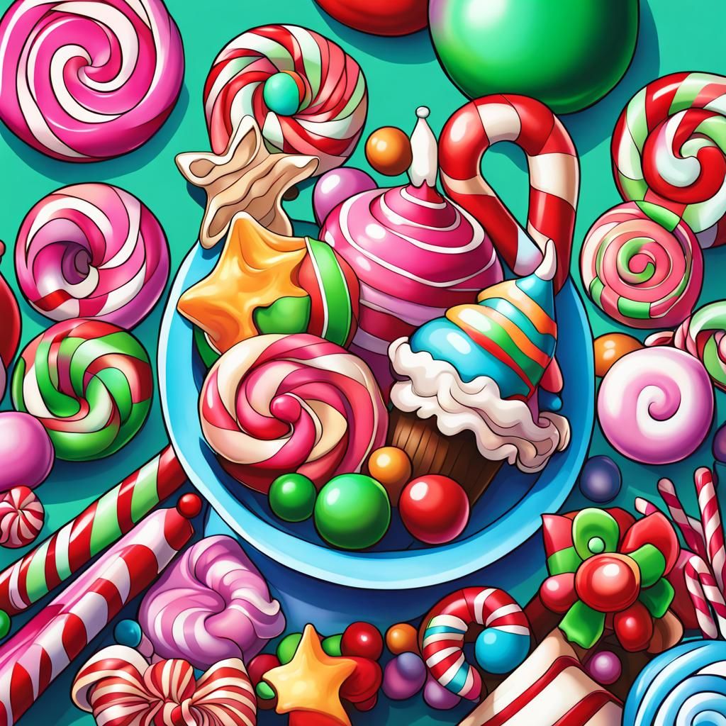 Christmas candy plate - AI Generated Artwork - NightCafe Creator