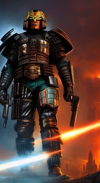 Judge Dredd Taking a Stroll - AI Generated Artwork - NightCafe Creator