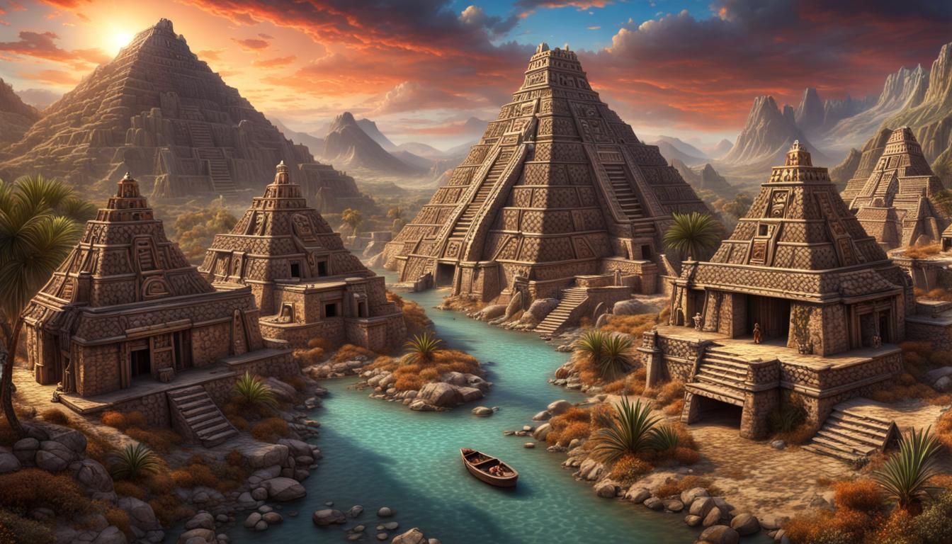 hyperdetailed, hyperreal, beautiful, elaborate, tiny ancient Aztec ...