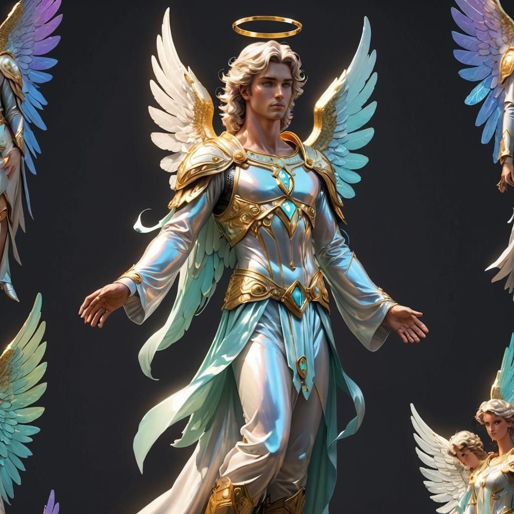 Iridescent male angel - AI Generated Artwork - NightCafe Creator