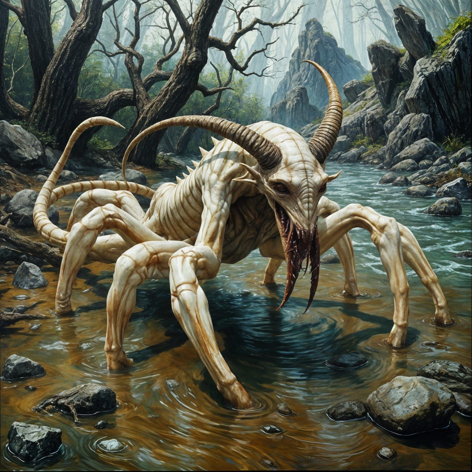 A hyperrealistic, highly-detailed photo of a cryptid humanoid creature ...