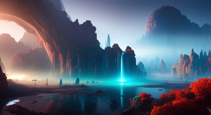 Beautiful sunrise on planet Erra - AI Generated Artwork - NightCafe Creator