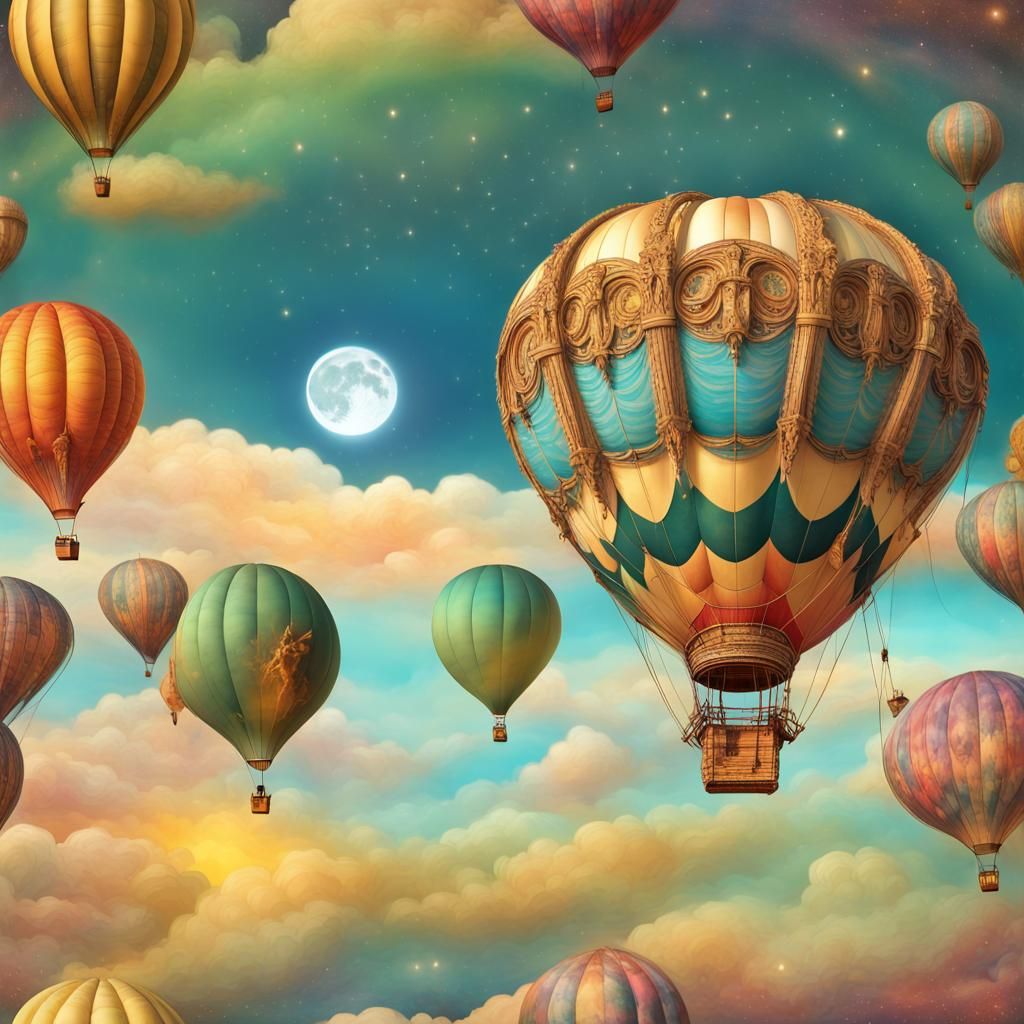 A multicolored vintage hot air balloon - AI Generated Artwork ...