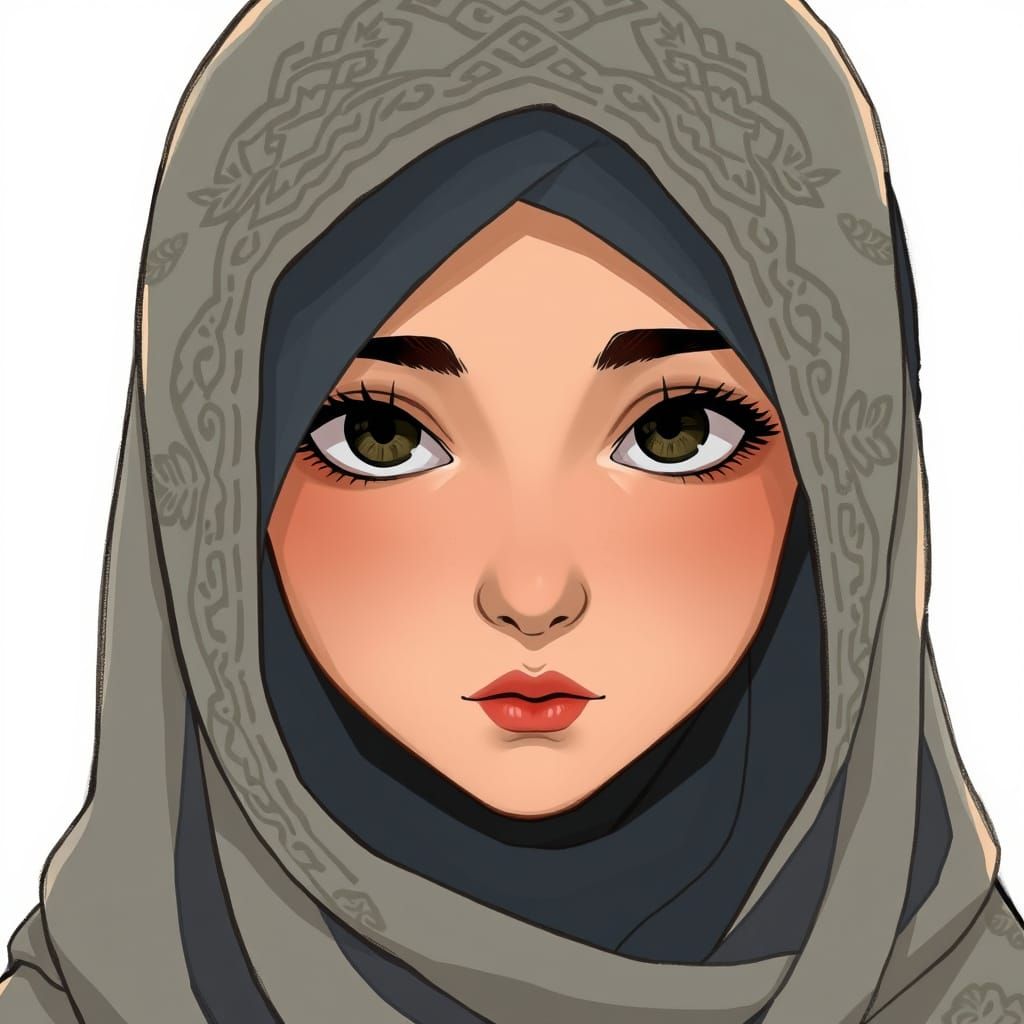 Hijabi girl portrait - Whimsical Hijabi Portrait in Ghibli-I...