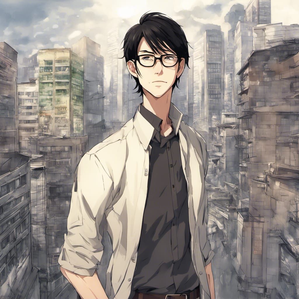 tall, thin, man, 35 years old, black hair, wear glasses, Asian, avatar ...