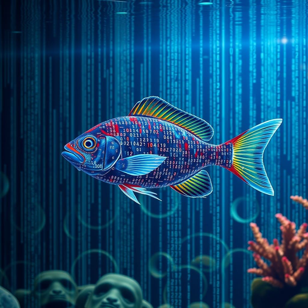 Digital Matrix code fish aquarium - Digital Matrix code fis...