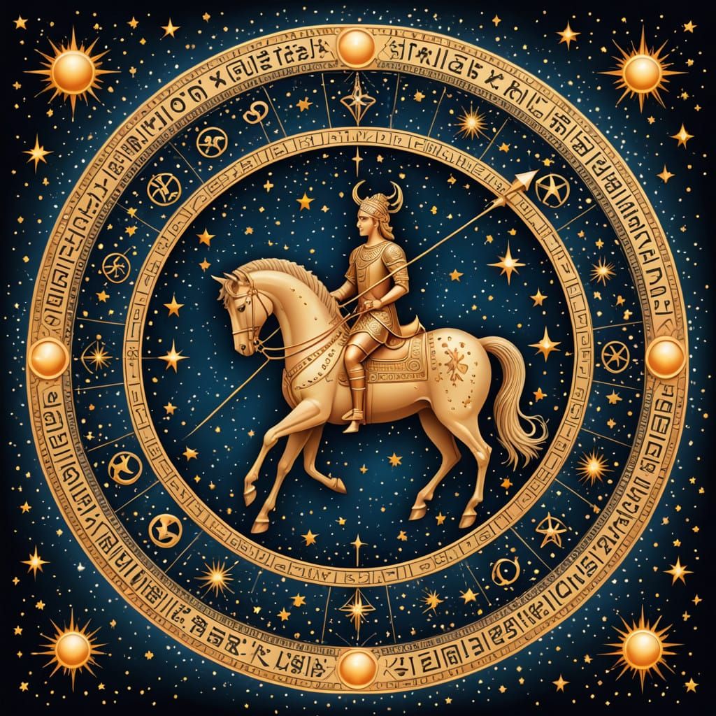 Galactic Zodiac God of Sagittarius in Celestial Id... - AI Art