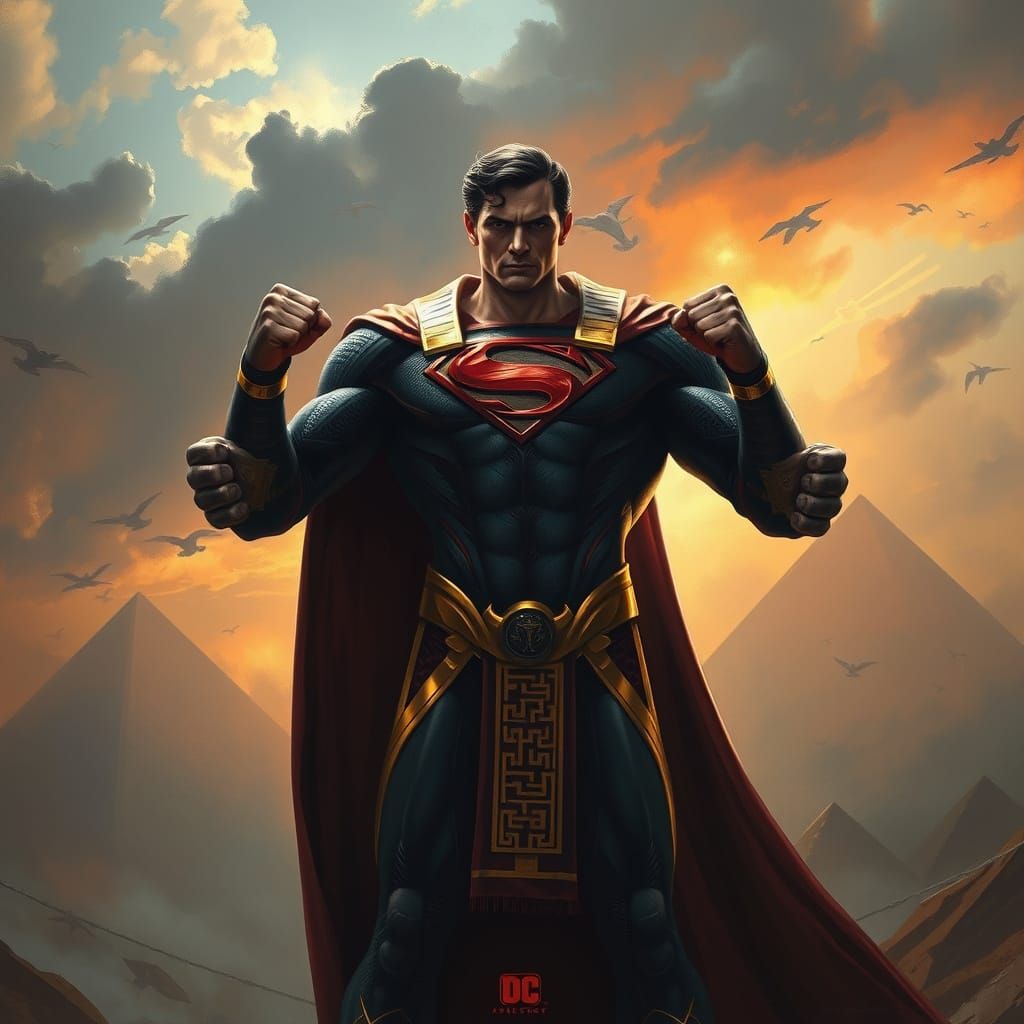 Egyptian God Superman in Action - Egyptian God of Justice in...