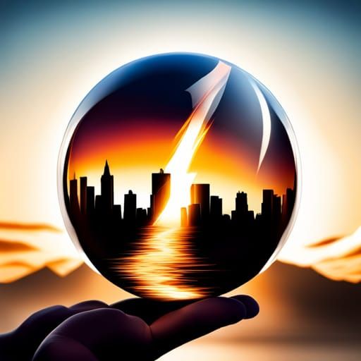 zero gravity lightning fire apocalypse perfect spherical glass ball ...