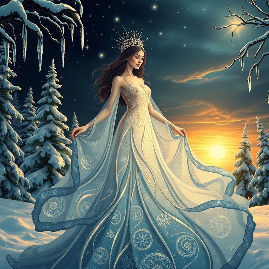 New Year's Goddess - Ethereal Goddess in Op-Art Gown Amidst ...