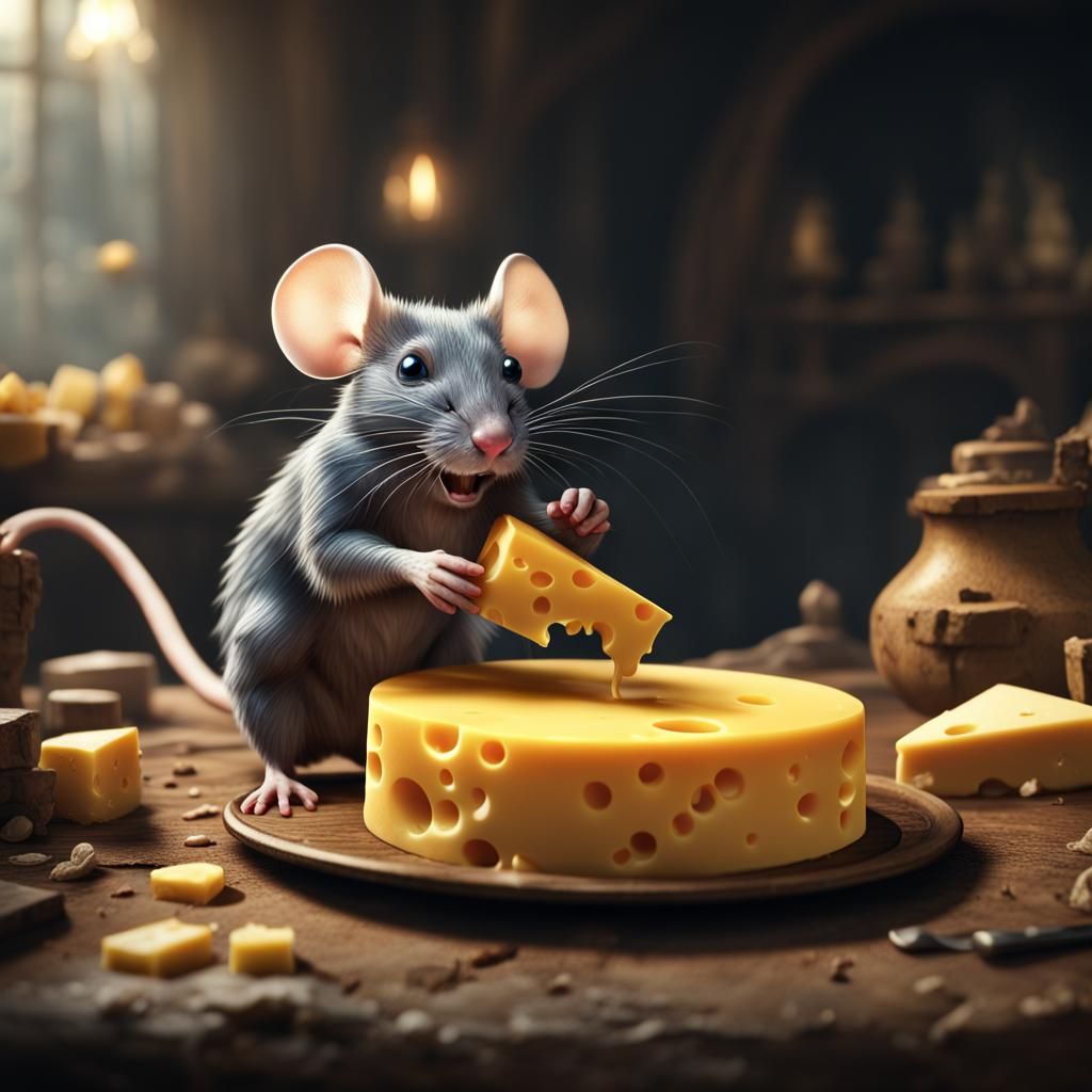 Mouse is eating a piece of cheese - AI Generated Artwork - NightCafe ...