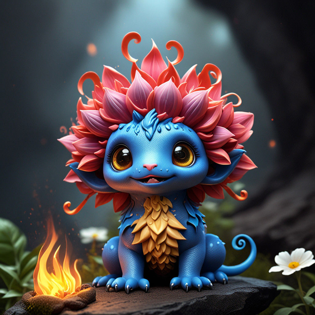 A Fiery Anime-Inspired Flower Elemental - AI Art