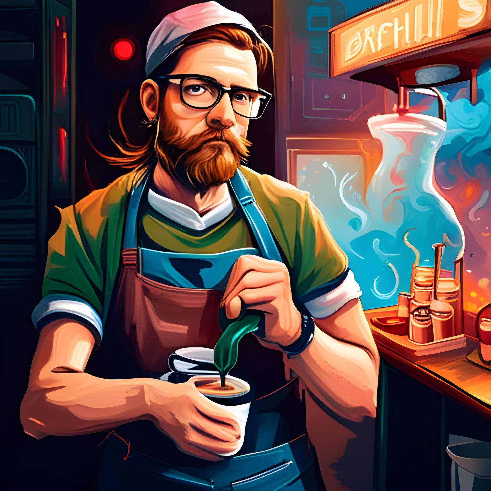Hipster barista from Portland - AI Generated Artwork - NightCafe Creator